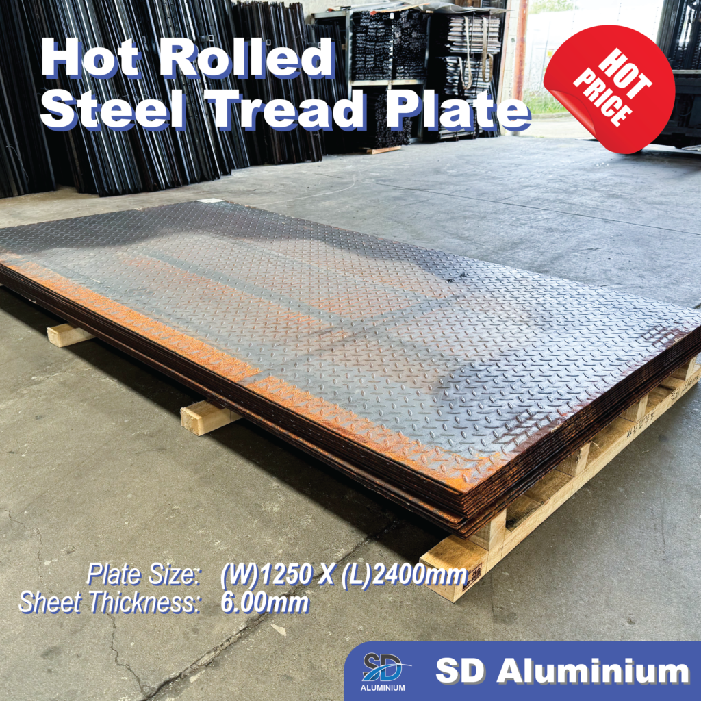 1250 x 2400 x 6mm Hot Rolled Steel Tread Plate - SD ALUMINIUM